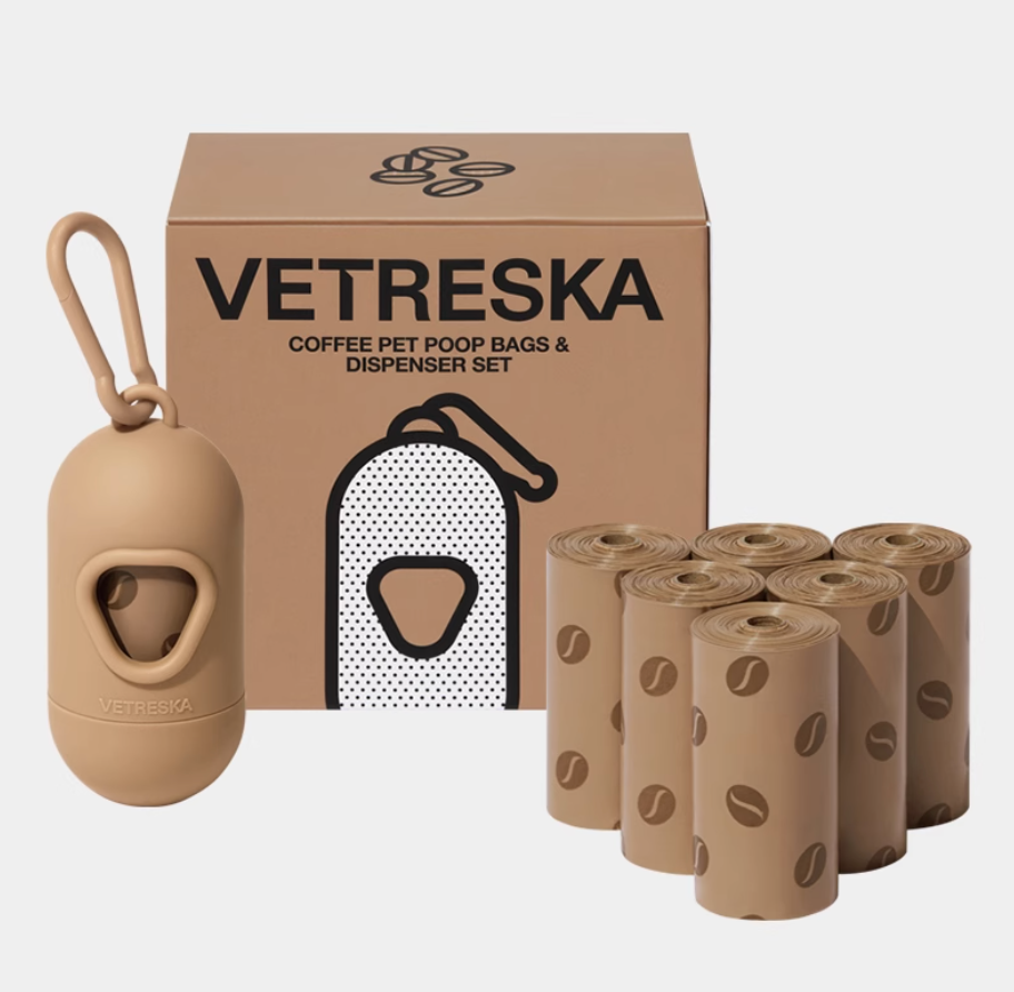 Vetreka Capsule Dog Poop Bag Dispenser Set – Brown – Coffee Scent